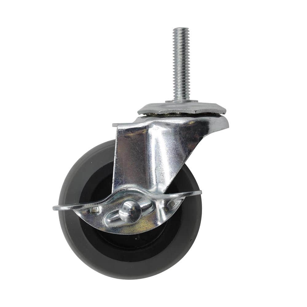 Everbilt 3 in. Medium-Duty Gray TPR Swivel Stem Mount Caster with Brake ...