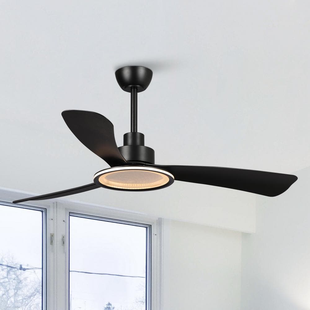 matrix decor 52 in. Modern Indoor Integrated LED Matte Black 3-Blade ...