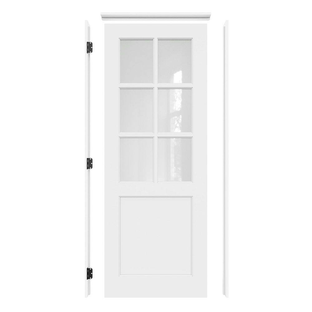 ARK DESIGN Assembly Required 28 in. x 80 in. 6-Lite Frosted Glass Right ...