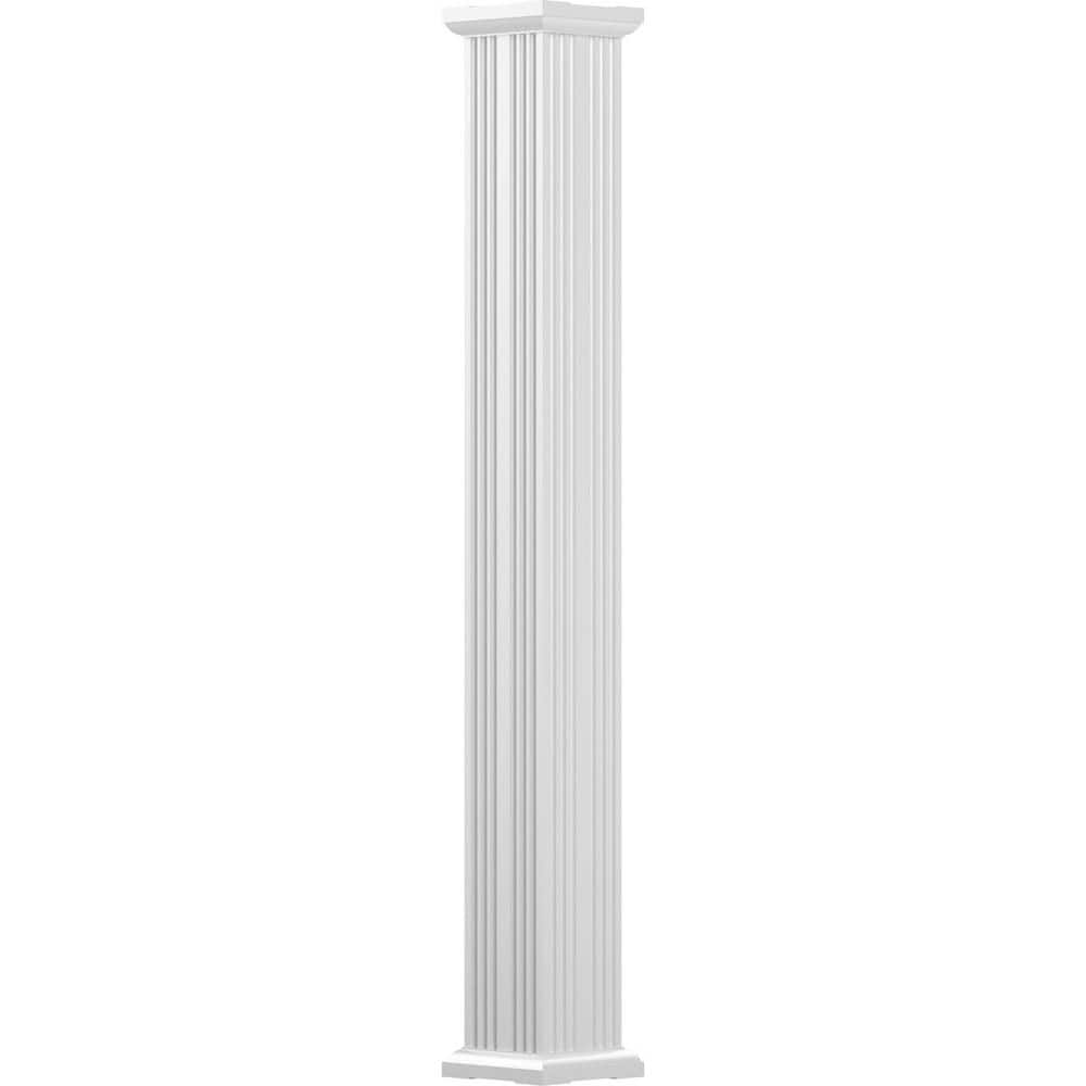 AFCO 12 in. x 10 ft. Gloss White Non-Tapered Fluted Square Shaft (Load ...