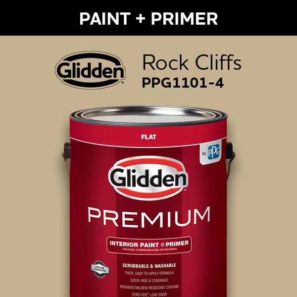 Glidden Premium 1 gal. PPG1101-4 Rock Cliffs Flat Interior Latex Paint ...