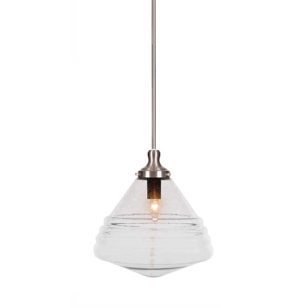Alton 60-Watt 1-Light Brushed Nickel Shaded Pendant Light with 14 in ...