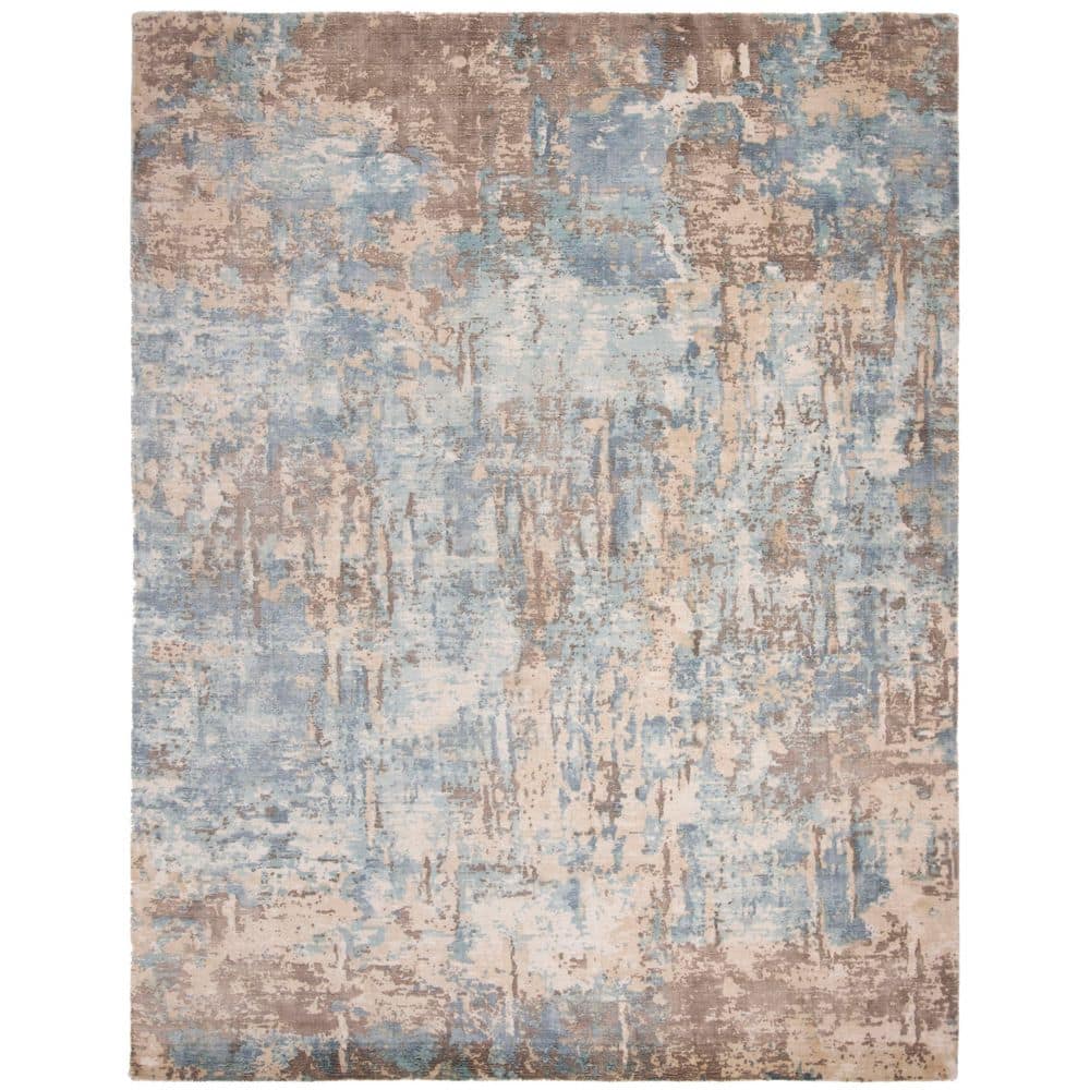SAFAVIEH Mirage 8 ft. x 10 ft. Blue/Taupe Distressed Marble Area Rug ...