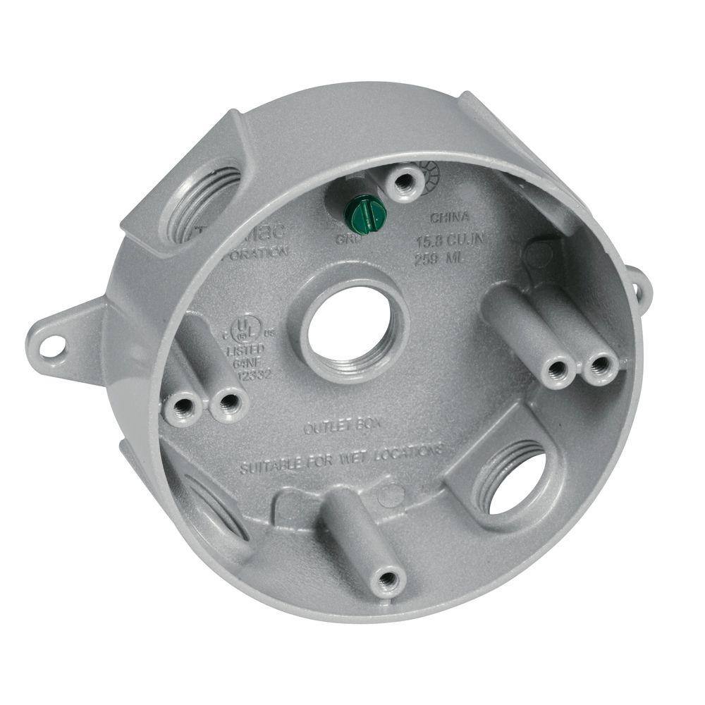 TAYMAC 1-Gang Five 1/2 in. Hole Round Electrical Box - Gray RB550S ...
