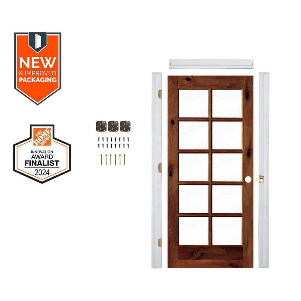 Krosswood Doors 32in.x80in. Left-Hand 10-Lite ClearGlass RedChestnut ...