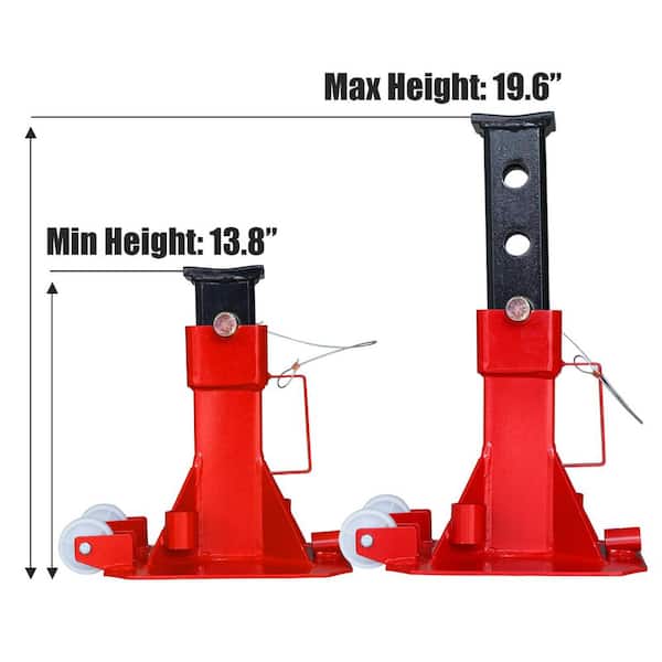 Big Red Heavy Duty Pin Style Jack Stand with 2 Casters and Handle for ...