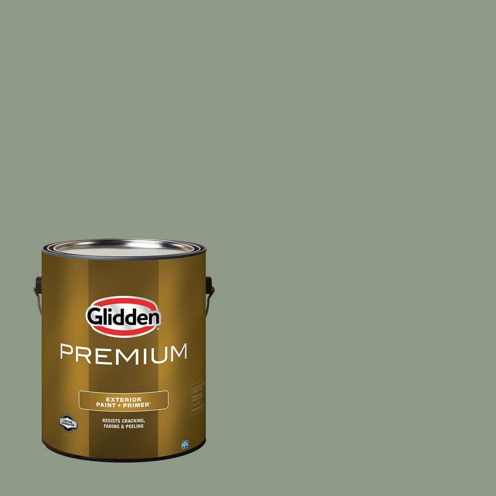 Glidden Premium 1 gal. PPG1129-5 Farm Fresh Flat Exterior Latex Paint ...
