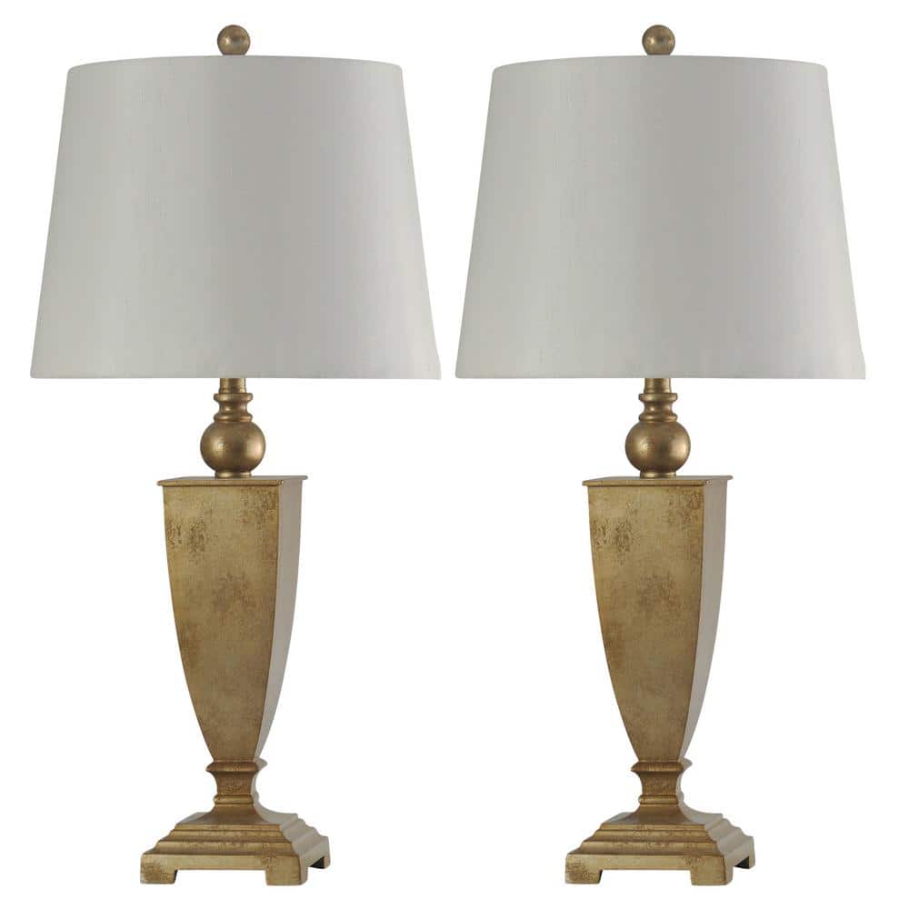 StyleCraft 31.25 in. Gold Metal Base Indoor Table Lamp with Fabric ...