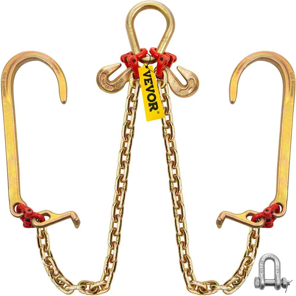 VEVOR V Bridle Tow Chain 2 ft. x 5/16 in. G80 V-Bridle Transport Chain ...