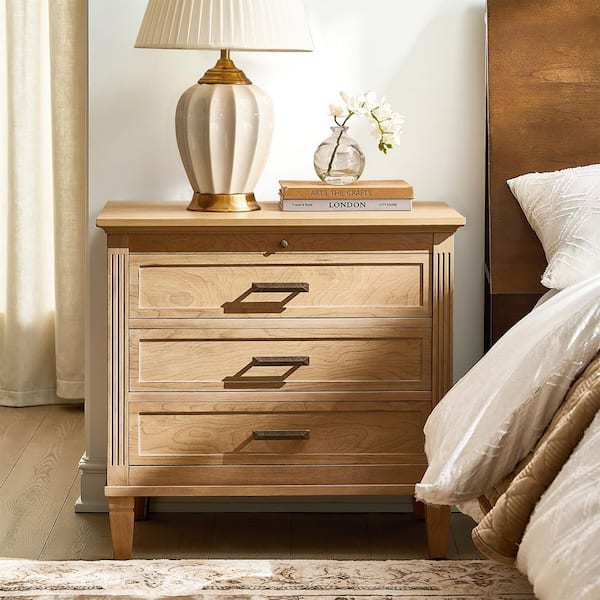 JAYDEN CREATION Leonardo 28.5 in. Natural Square Wood End Table with ...