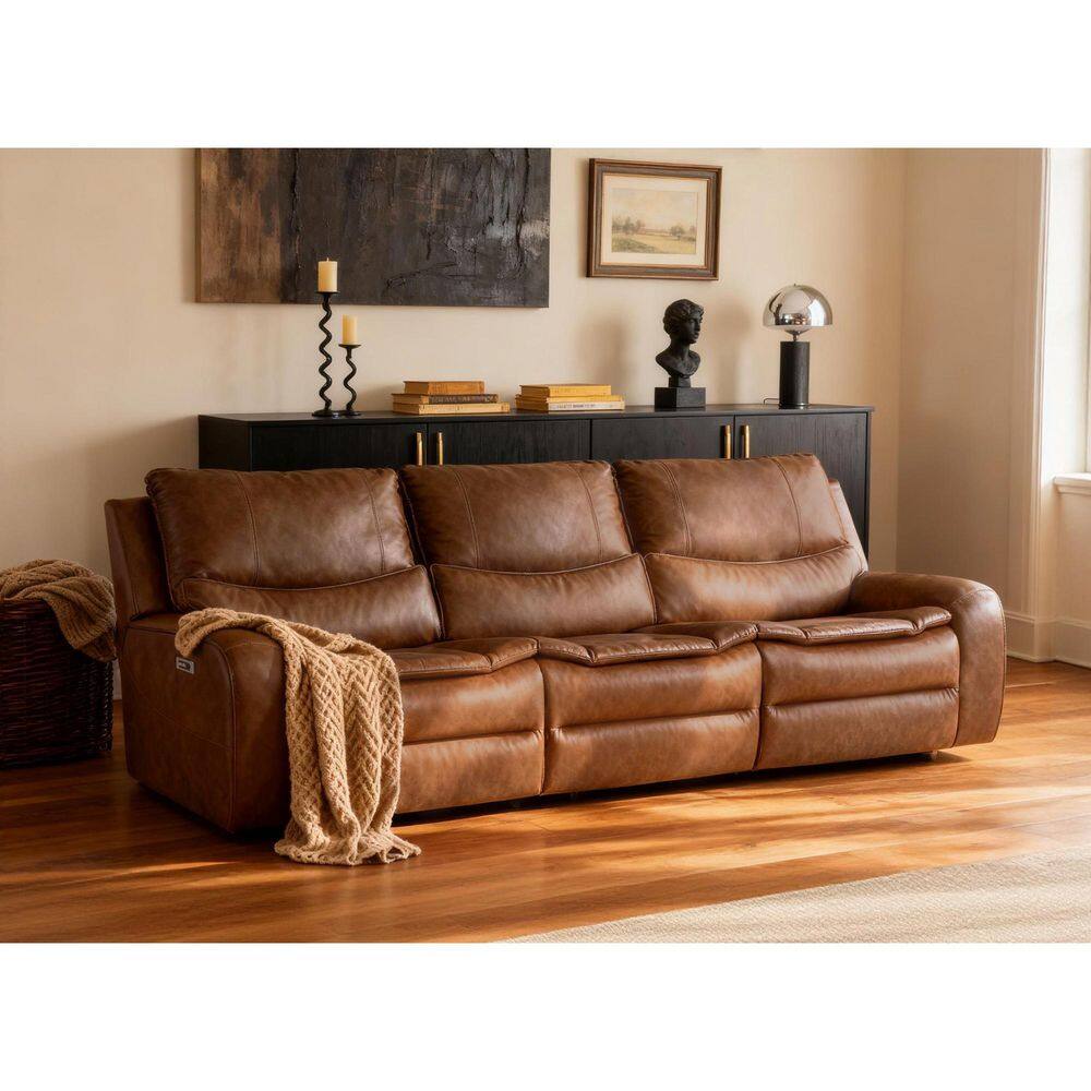 Ellesophas 113 in. 3-Seats Rectangular Faux Leather Oversized Square ...