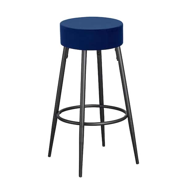 West Klau Blue Velvet Bar Stools (Set of 2) WY5168B - The Home Depot