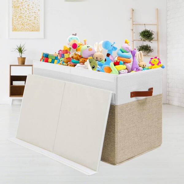 Storage Beige and White 13 in x 16 in Polyester Decorative Basket Set ...