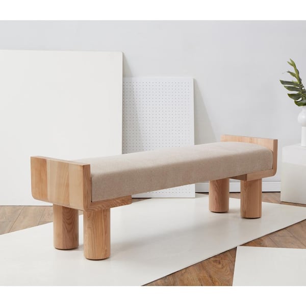 SAFAVIEH Iryna Tan/Natural Entryway Bench 64 in. SFV5138B - The Home Depot