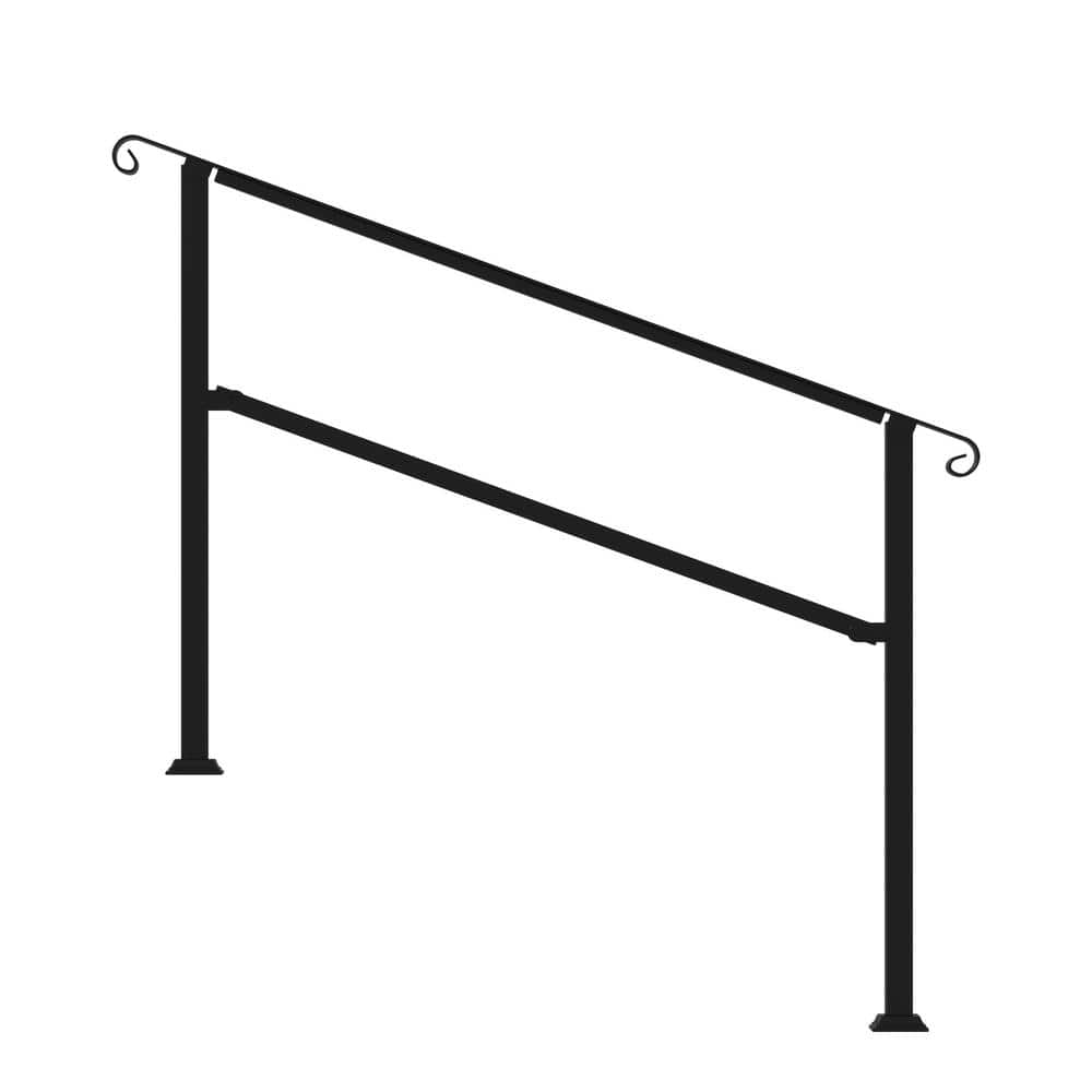 Reviews for FUFU&GAGA 36 in. H x 54.3 in. W Black Iron Stair Railing Kit Handrails Adjustable ...