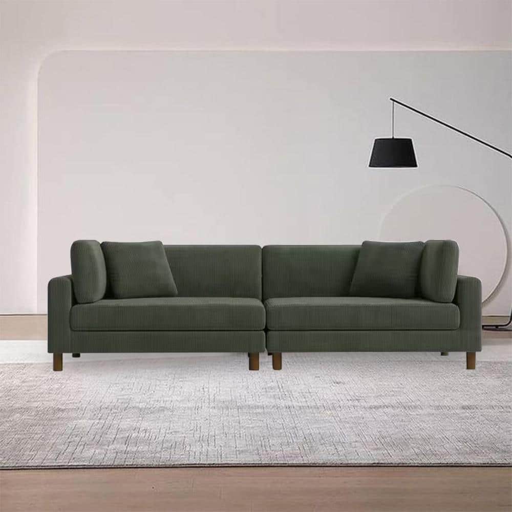 Monland 116 in. Square Arm Corduroy Polyester Fabric Chaise Lounge ...