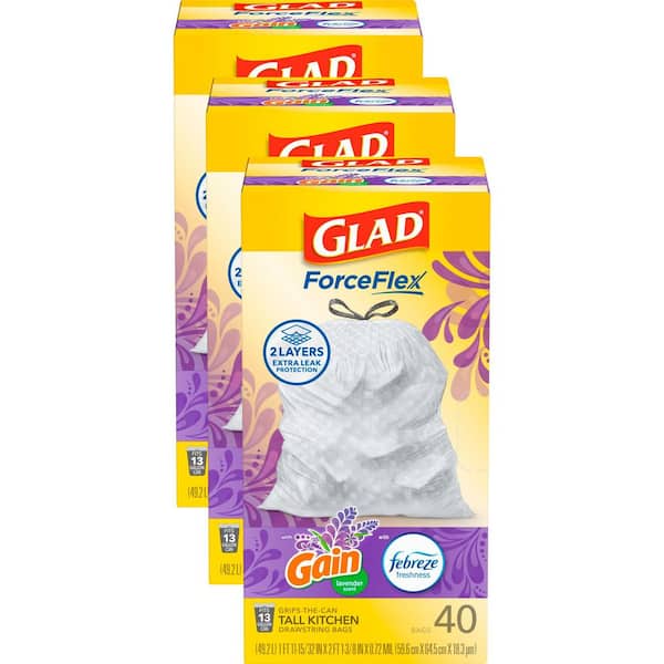 happimess 5.3 Gal. Lavender Scented Drawstring Trash Can Liner, White ...