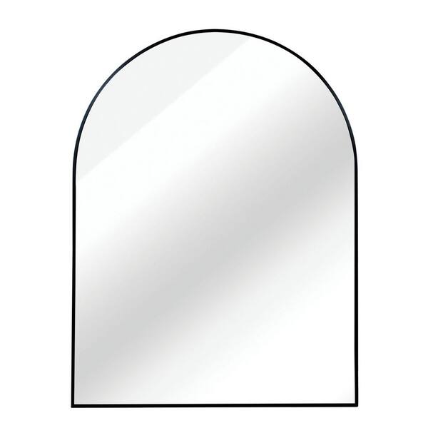 Black 30 in W x 40 in. H Classic Arched Aluminum and MDF Framed Mirror ...