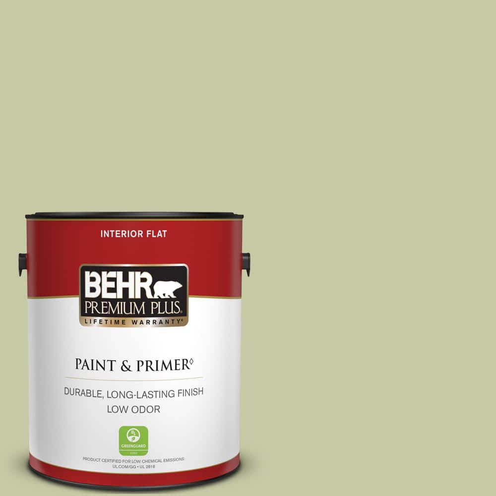 BEHR PREMIUM PLUS 1 gal. #M350-3 Sap Green Flat Low Odor Interior Paint ...