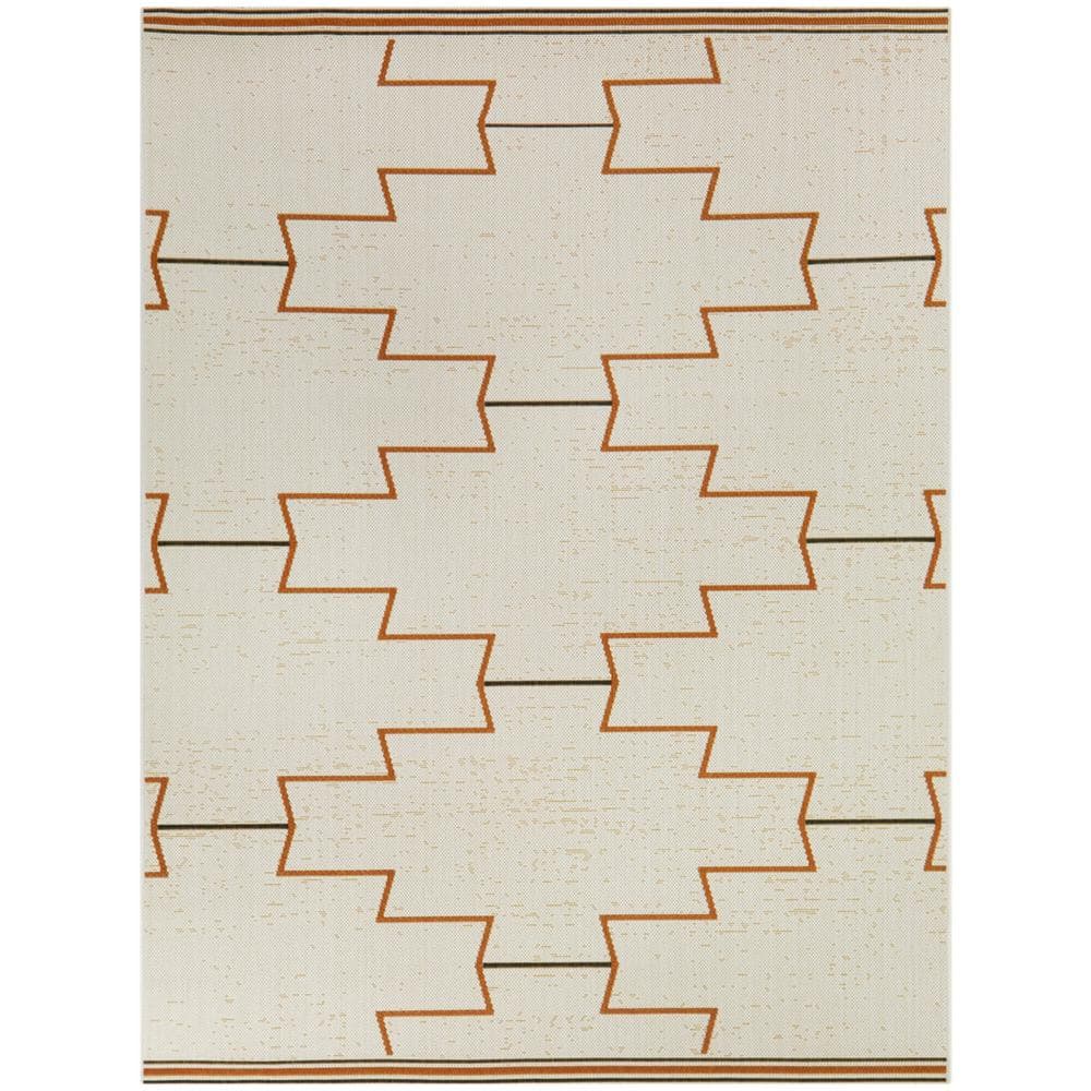 BALTA Mead Orange 5 ft. 3 in. x 7 ft. Geometric Indoor/Outdoor Area Rug ...