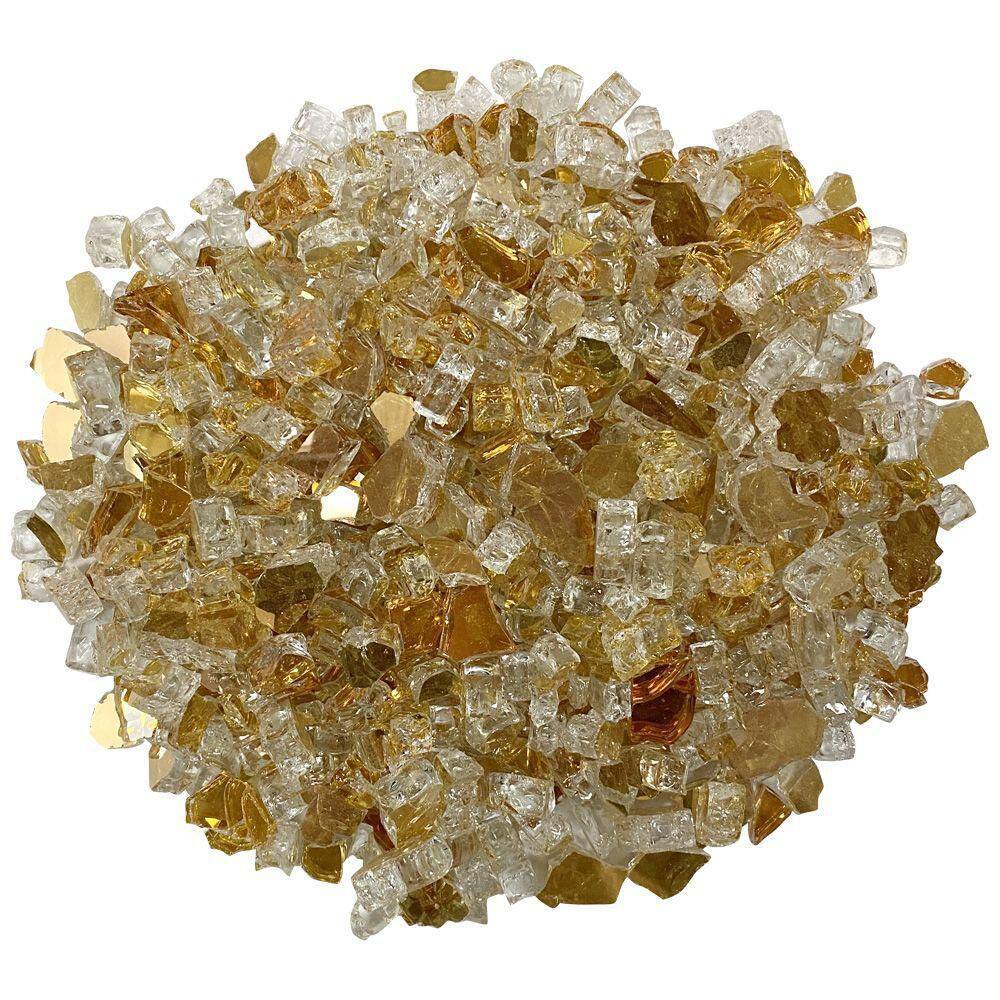 American Fire Glass 1/2 in. Gold Reflective Fire Glass 10 lbs. Bag AFF ...