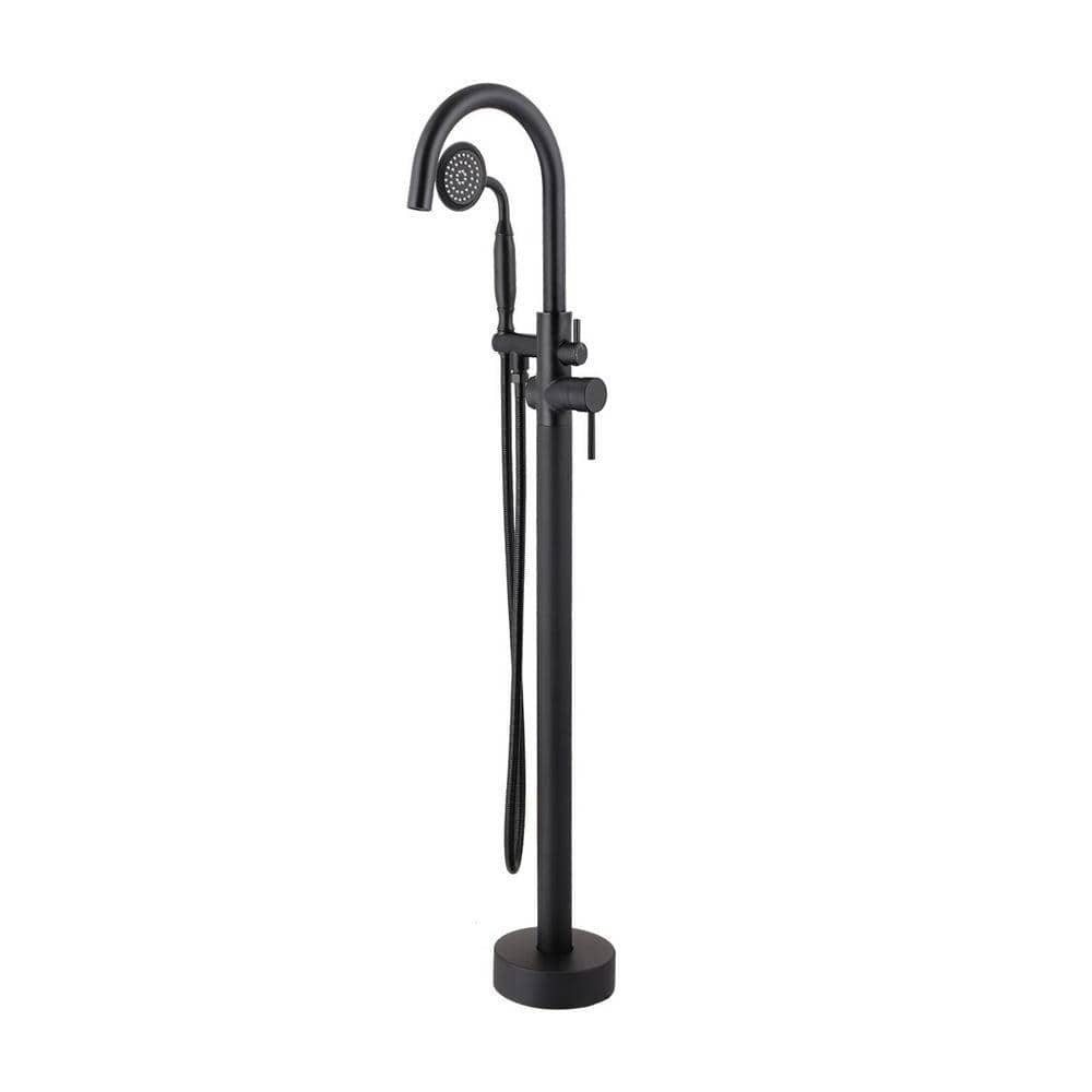 1-Handle Free Standing Floor Mount Tub Faucet Bathtub Filler with Hand ...