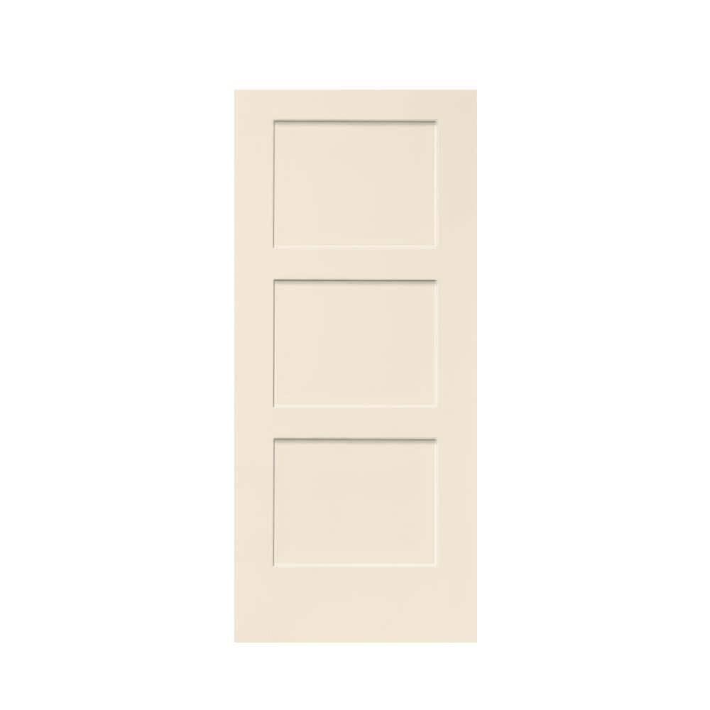 CALHOME 30 in. x 80 in. 3-Panel Beige Stained Composite MDF Equal Style ...