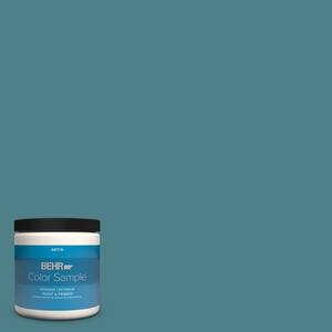 8 oz. #ICC-75 Tapestry Teal Satin Enamel Interior/Exterior Paint ...