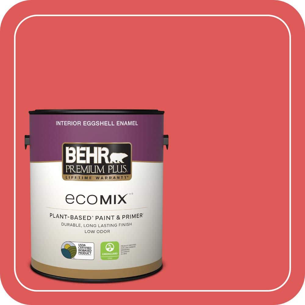BEHR PREMIUM PLUS 1 gal. #150B-6 Firecracker Eggshell Enamel EcoMix ...