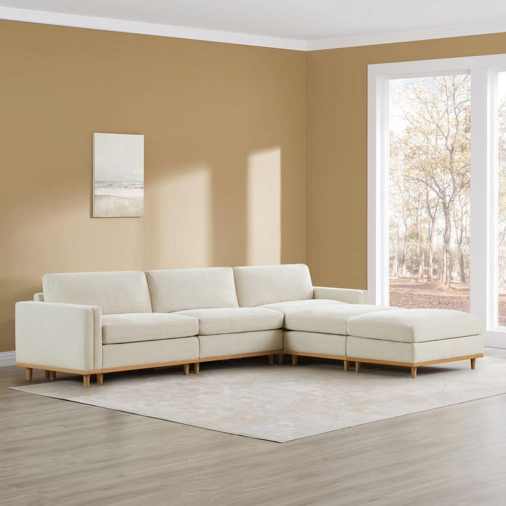 Spruce & Spring Aria 118 in. 5-Piece Fabric Modular Sectional Sofa in ...