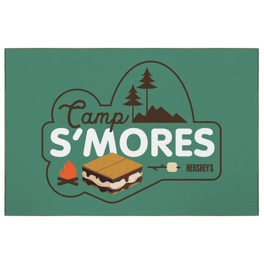 Ottomanson Green 3 ft. 3 in. x 5 ft. Hershey Smores Logo Non-Slip Man ...