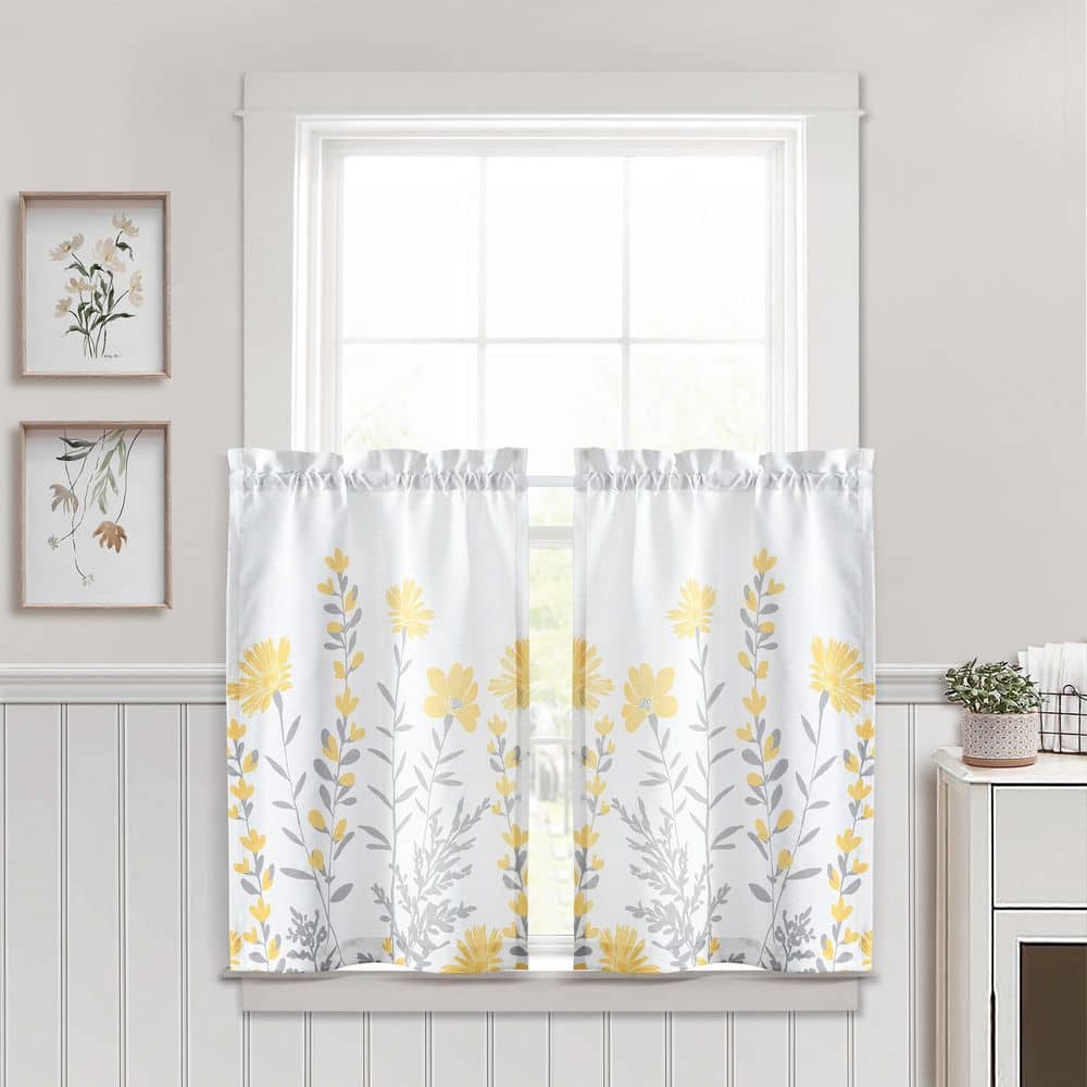 HOMEBOUTIQUE Aprile Linen Kitchen Tiers Yellow Gray 58 in. W x 36 2 Set Each 29 in. W x 36 2 21T011997 The Home Depot