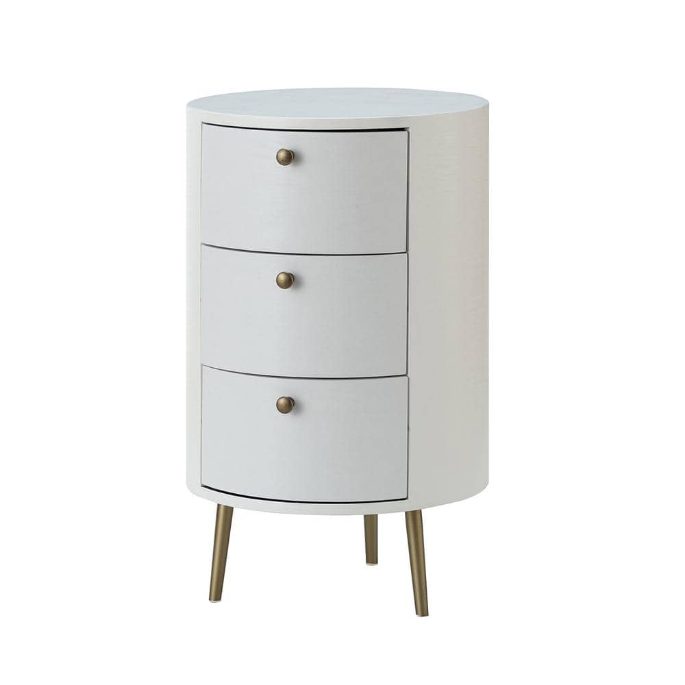 JAYDEN CREATION Valentina 21 in. Tall Drum 4-Drawer White End Table ...