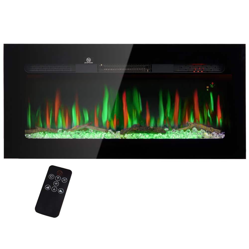 Sudzendf 40 in. 1500W Wall Mount Electric Fireplace in Black with ...