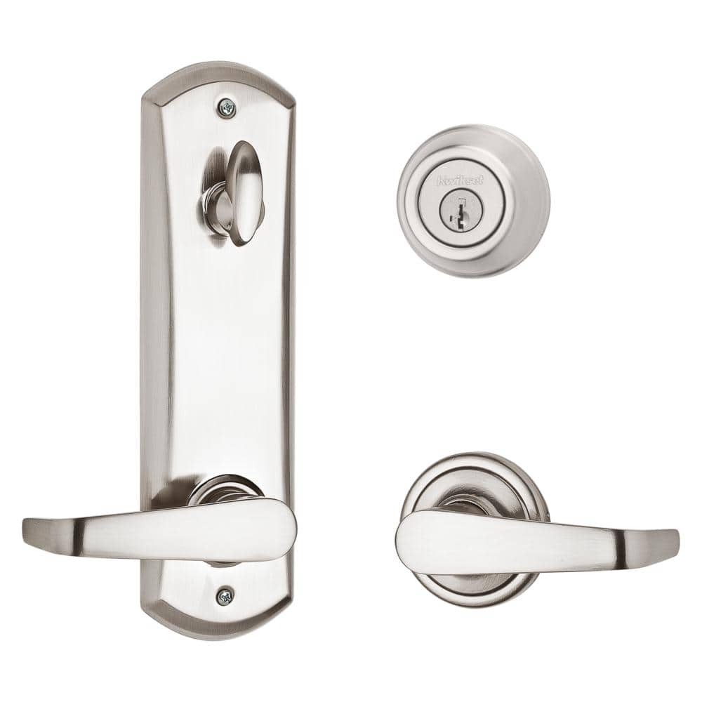 Kwikset Kingston Satin Nickel Round Entry Handle Door Handleset ...