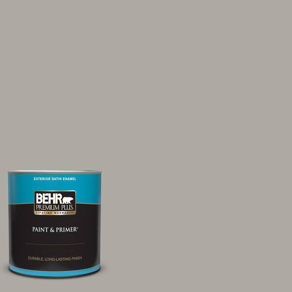 BEHR PREMIUM PLUS 1 qt. #PPU24-10 Downtown Gray Satin Enamel Exterior ...