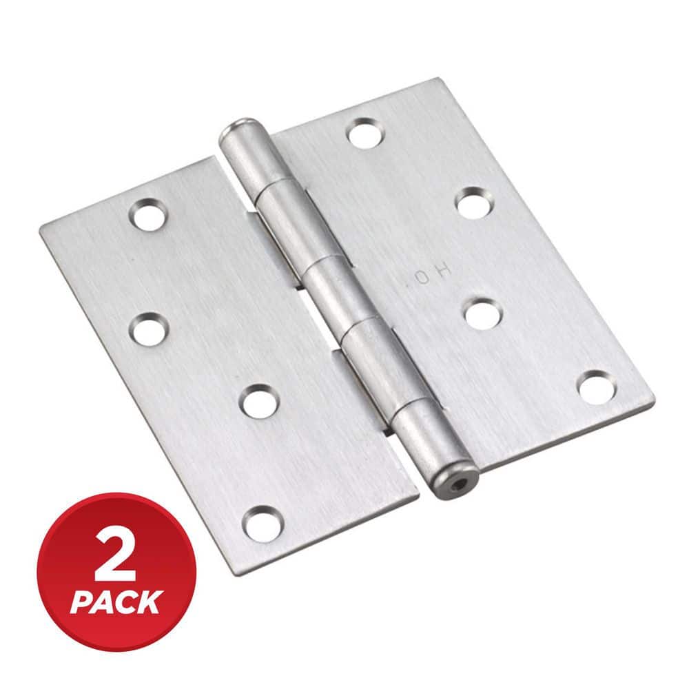 Onward 4 in. x 4 in. Brushed Chrome Full Mortise Butt Hinge with ...
