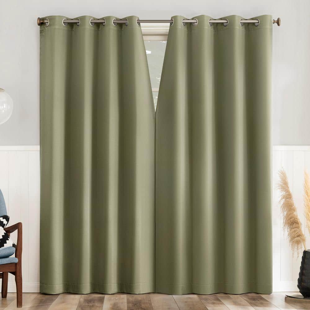 Sun Zero Brandon Magnetic Closure Sage Green Polyester 54 in. W x 96 in ...