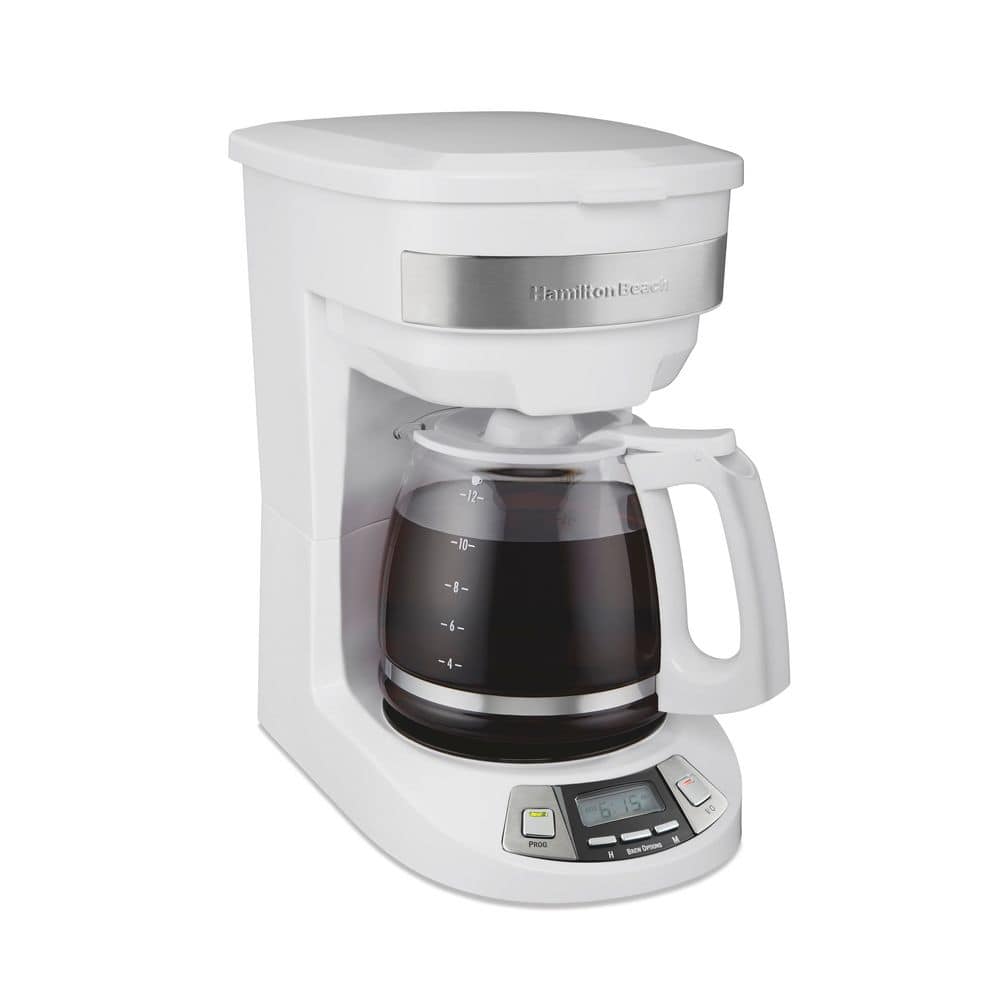 Hamilton Beach 12-Cup White Programmable Drip Coffee Maker 46294J - The ...