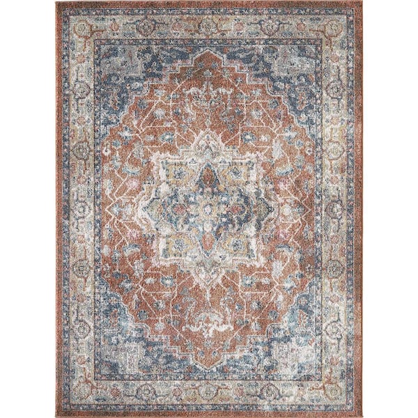 Natco Brenna Spice/Multi 5 ft. x 7 ft. Medallion Polypropylene Area Rug ...