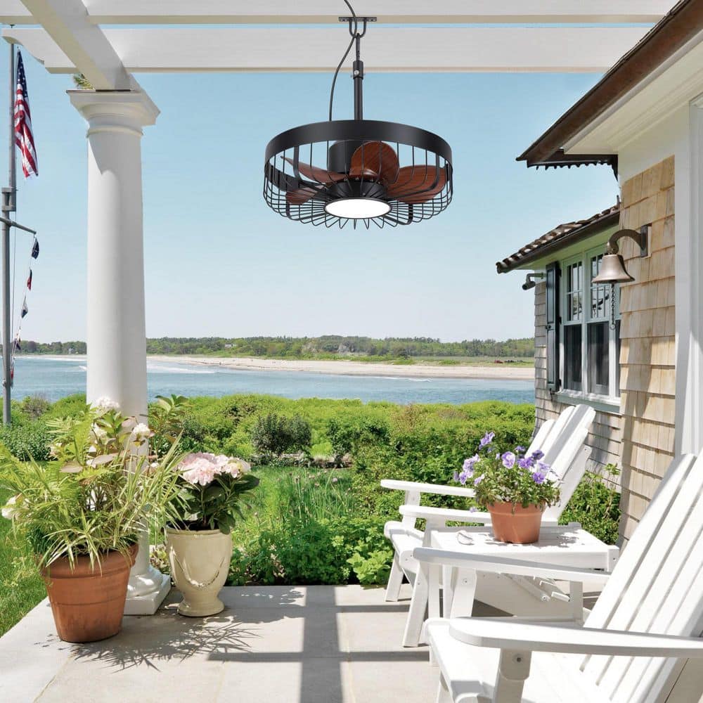 Breezary Dalia 19 in. Black Outdoor Ceiling Fan Hook Hanging Plug in ...