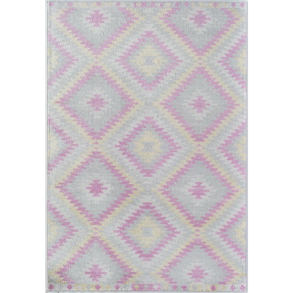 Rugs America Bodrum BubbleGum Gray 8 ft. x 10 ft. Area Rug RA28411 ...