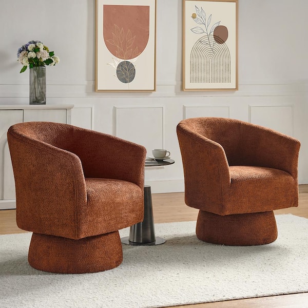 JAYDEN CREATION Eduard Lucy Rust Modern Swivel Barrel Chair Set of 2 ...