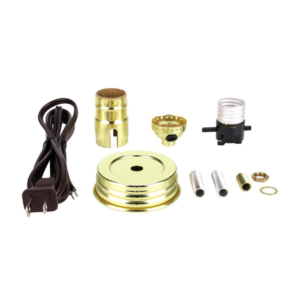 Aspen Creative Corporation Brass Mason Jar Lamp Push Through Socket Kit ...