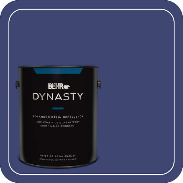 BEHR DYNASTY 1 gal. #T18-18 Constellation Blue Satin Enamel Interior Stain-Blocking Paint and ...