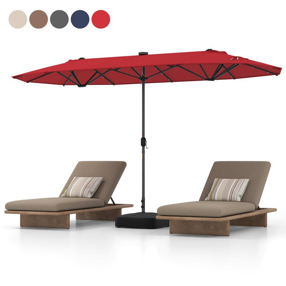 HONEY JOY 13 ft. Metal Patio Market Umbrella with 36 Solar-Powered LED ...