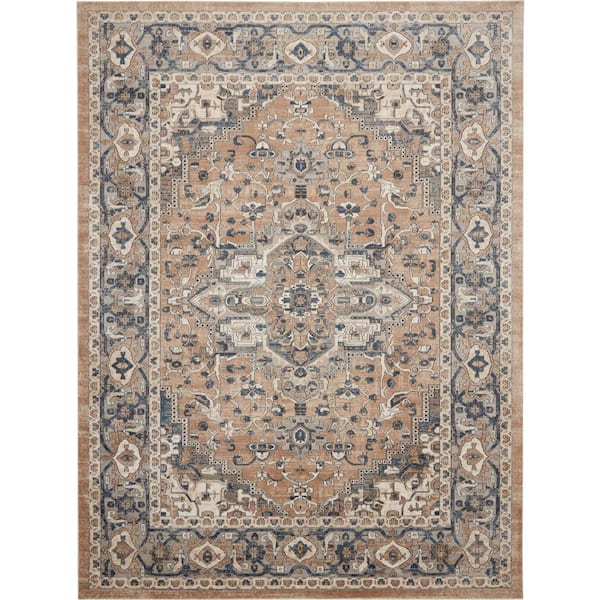 Nourison Concerto Beige/Grey 7 ft. x 10 ft. Center medallion ...