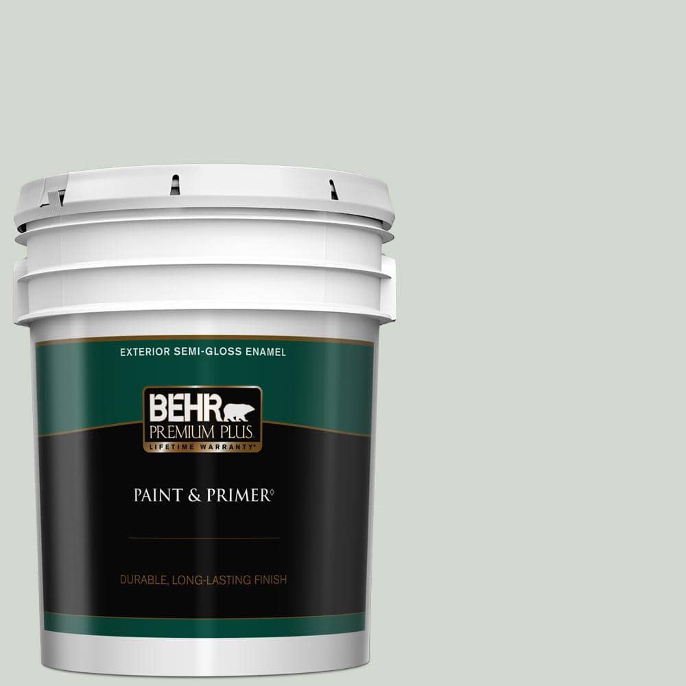 BEHR PREMIUM PLUS 5 gal. #N410-2 Brook Green Semi-Gloss Enamel Exterior ...