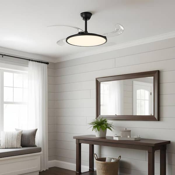 RCCFBHM 42 in. LED Indoor Black Ceiling Fan with 3 CCT and Remote/APP ...