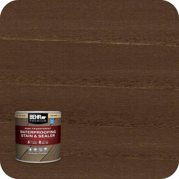 BEHR PREMIUM 8 oz. #ST-105 Padre Brown Semi-Transparent Waterproofing ...